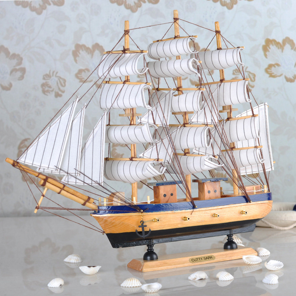 Купить Декоративный корабль 地中海40cm大号帆船模型装饰品摆件书房客厅桌面摆件工艺品礼物 Up old ...