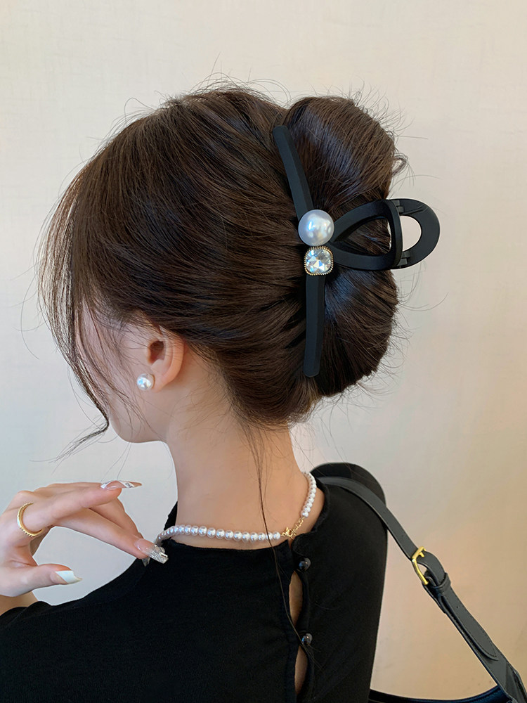 Velvet Pearl Grab Clip Large 2024 New Hair Clip Women's Head High-end ...